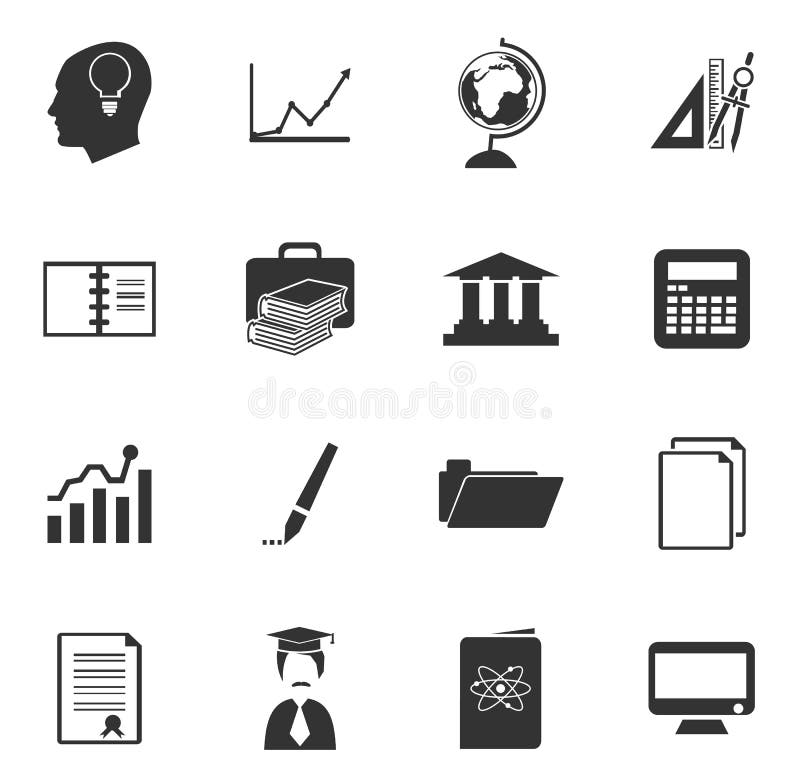 University icons set stock vector. Illustration of black - 66101306