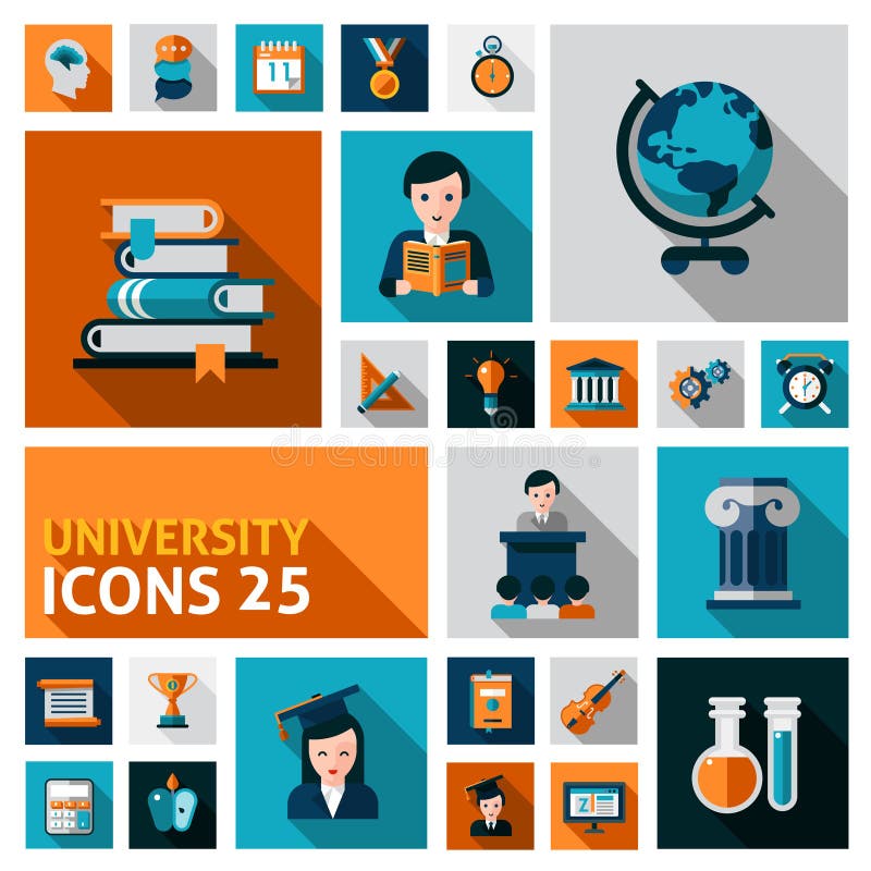 University Icons Set stock vector. Illustration of graduation - 210052308
