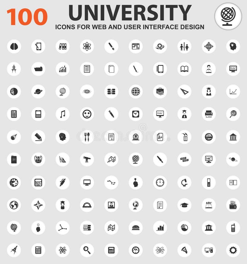 University icons set stock illustration. Illustration of graduate ...