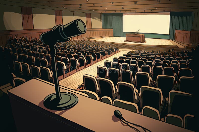 University Lecture Hall, Lectern View Stock Illustration - Illustration ...