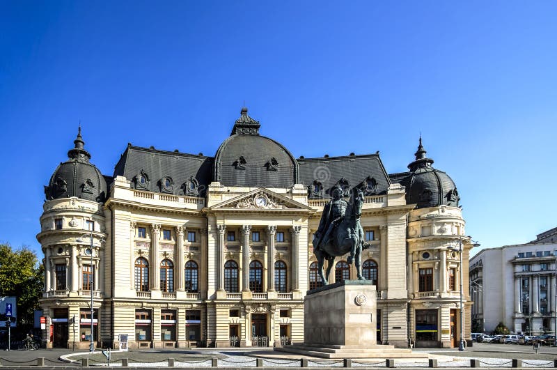 The University Library, Bucharest, Romania Stock Image - Image of roof ...