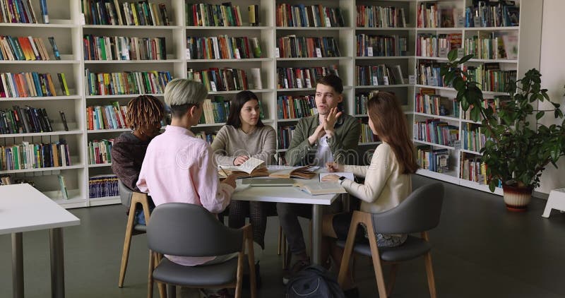 In University Library Group of International Students Engaged in ...