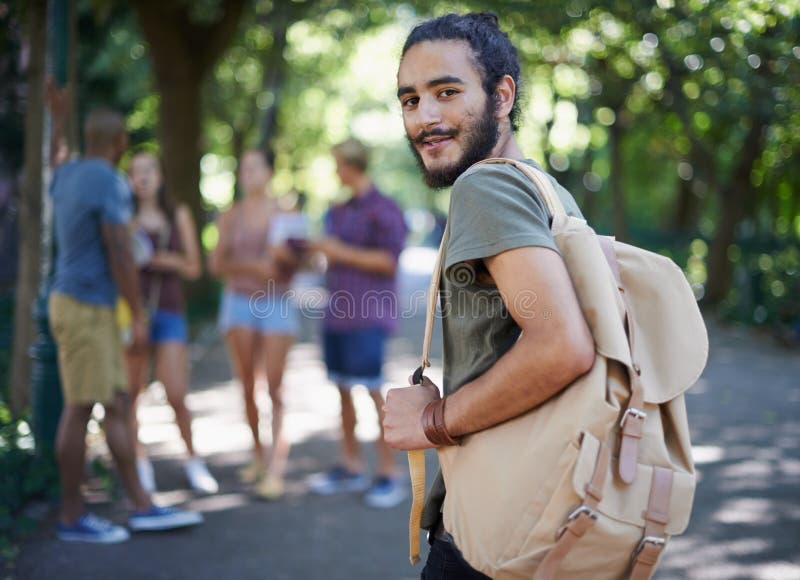 University Life is Great. Portrait of a Handsome Young Man on Campus ...