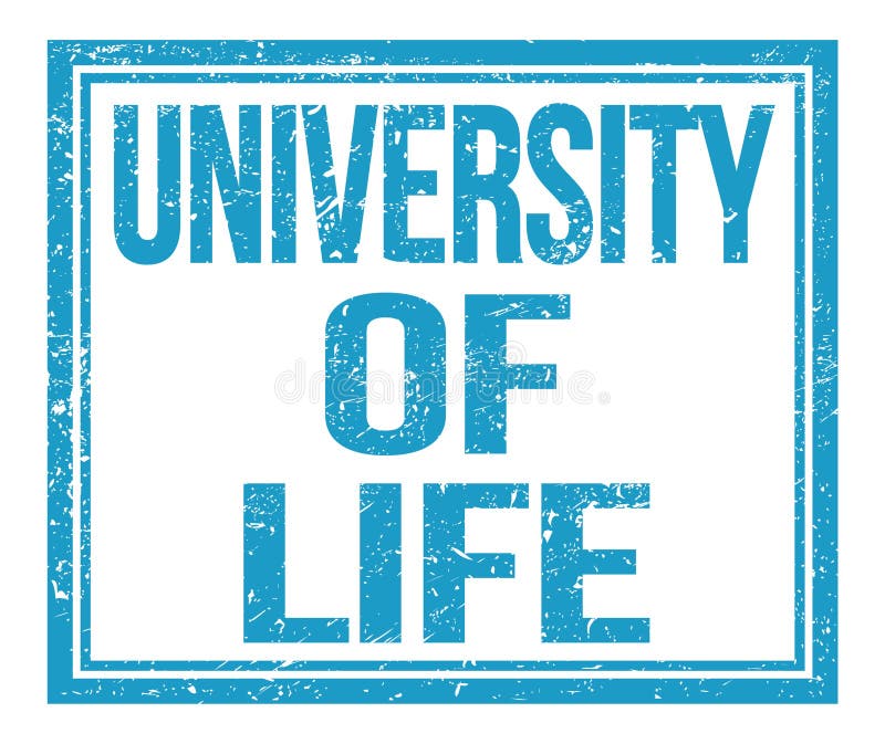 UNIVERSITY of LIFE, Text on Blue Grungy Stamp Sign Stock Illustration ...