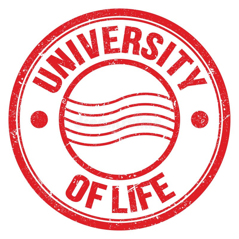 UNIVERSITY of LIFE Text on Red Round Postal Stamp Sign Stock ...