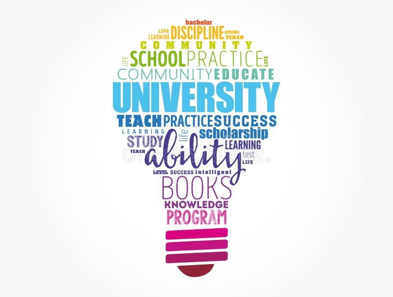 University Light Bulb Word Cloud Collage Stock Illustration ...