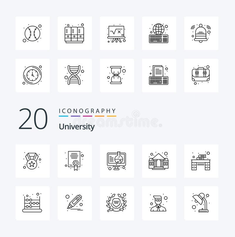 20 University Line Icon Pack Like Study University Experiment School ...