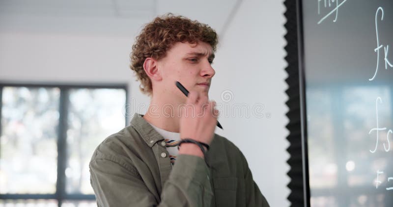 University, Man and Thinking of Math, Problem Solving or Study ...