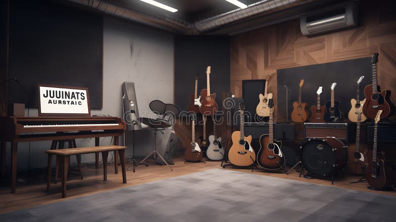 A University Music Studio Filled with Instruments and Rec Created with ...