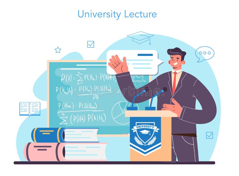 University Professor Concept. Lecturer Standing in Front of Chalkboard ...