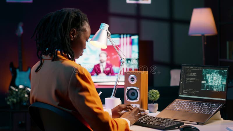 University Pupil Working with Artificial Intelligence System for Machine Learning Stock Footage ...