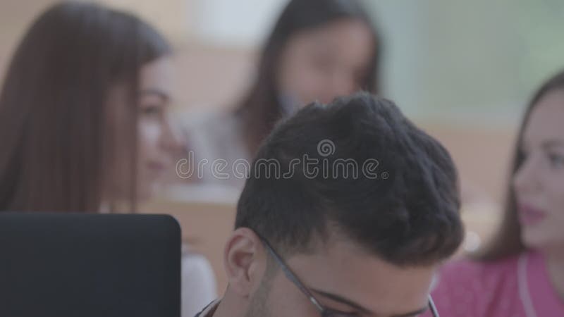 University`s Friends Working during the Classes in Spacy Classroom ...