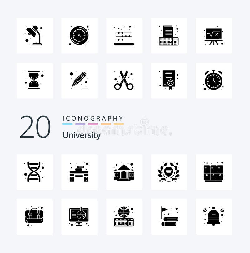 20 University Solid Glyph Icon Pack Like Sports Lockers Building ...