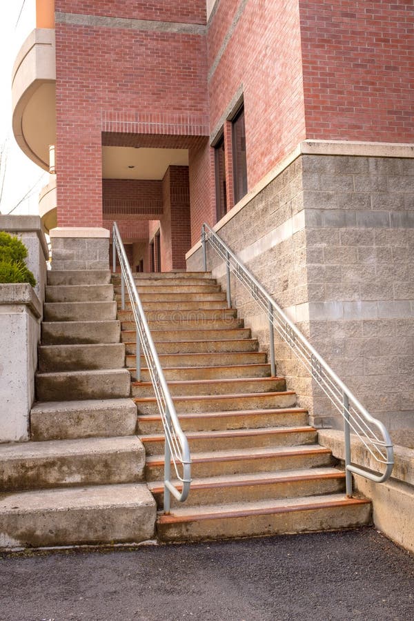 University Stairs Made of Cement Leading into a Brick Building Stock ...