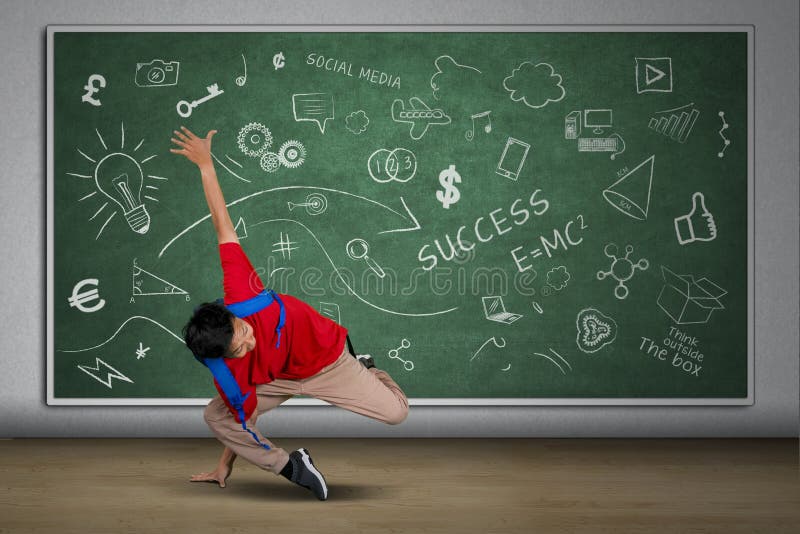 University Student Doing Break Dance with Doodles Stock Image - Image ...