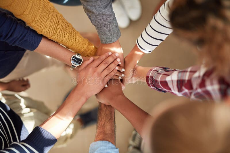 University Student, Hands and Huddle in Circle for Team Building ...