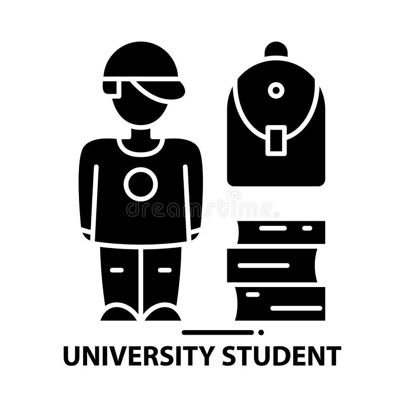 University Student Icon, Black Vector Sign with Editable Strokes ...