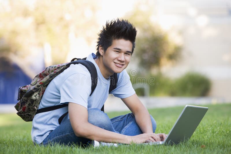 University Student with Laptop Computer Stock Photo - Image of ...