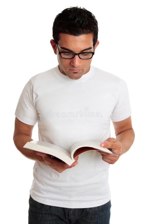 University Student or Man Reading a Textbook Stock Image - Image of ...
