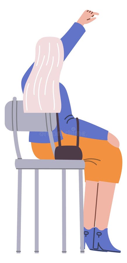 University Student Raise Hand on Lecture Back View Stock Illustration ...