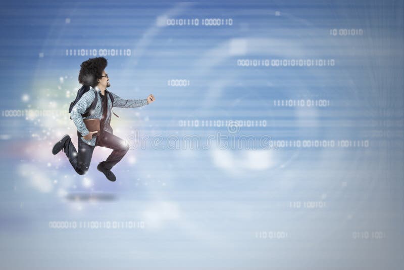 University Student Running Inside Binary Code Stock Image - Image of ...