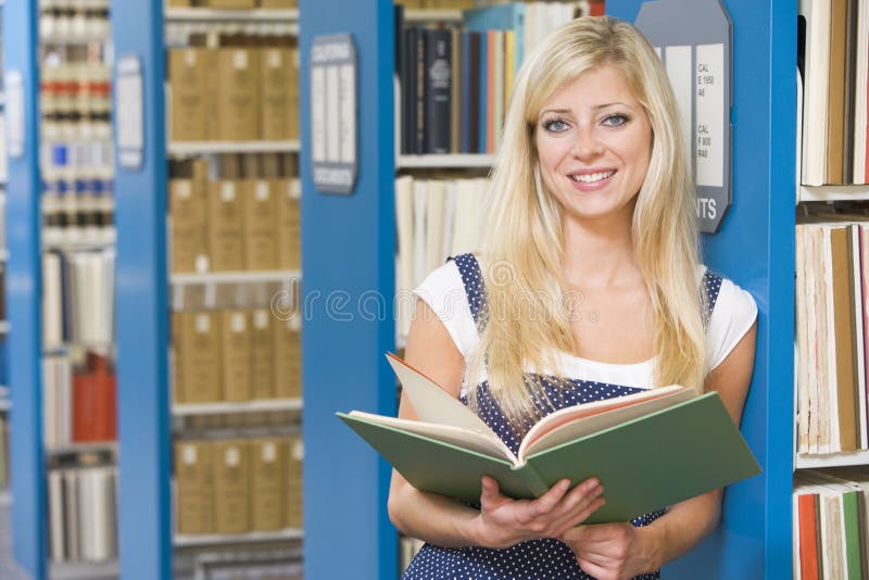 University Student Studying in Library Stock Photo - Image of ...