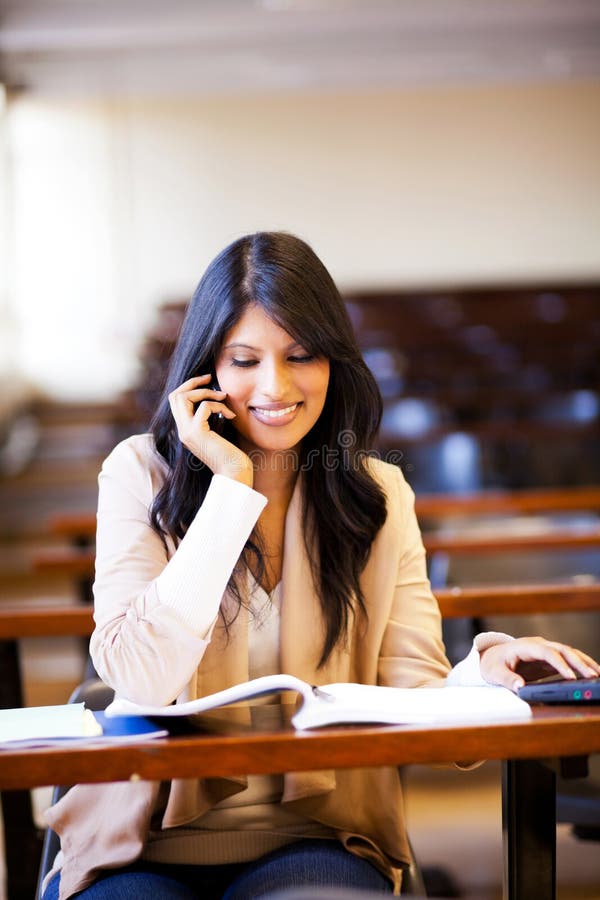 University Student Talking on Cell Phone Stock Photo - Image of female ...