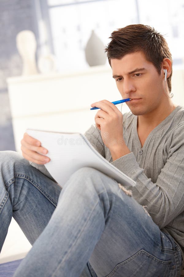 University Student Thinking and Learning Stock Photo - Image of alone ...