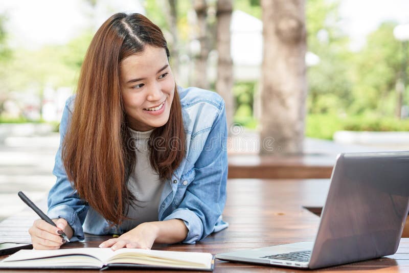 University Student Using Internet Search Data for Doing Homework. Stock ...
