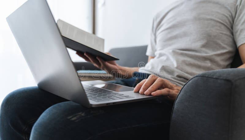 University Student Using Laptop or Computer for Studying or Learning ...