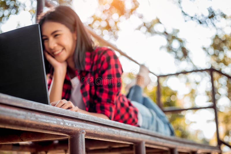 University Student Using Laptop for Study. Education Concept Stock ...