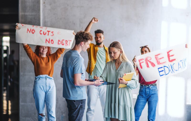 University Students Activists Protesting Indoors, Fighting for Free ...