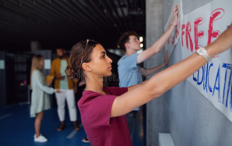 University Students Activists Protesting Indoors, Fighting for Free ...