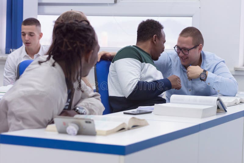 University Students during the Class. Resolving Problems Together Stock ...