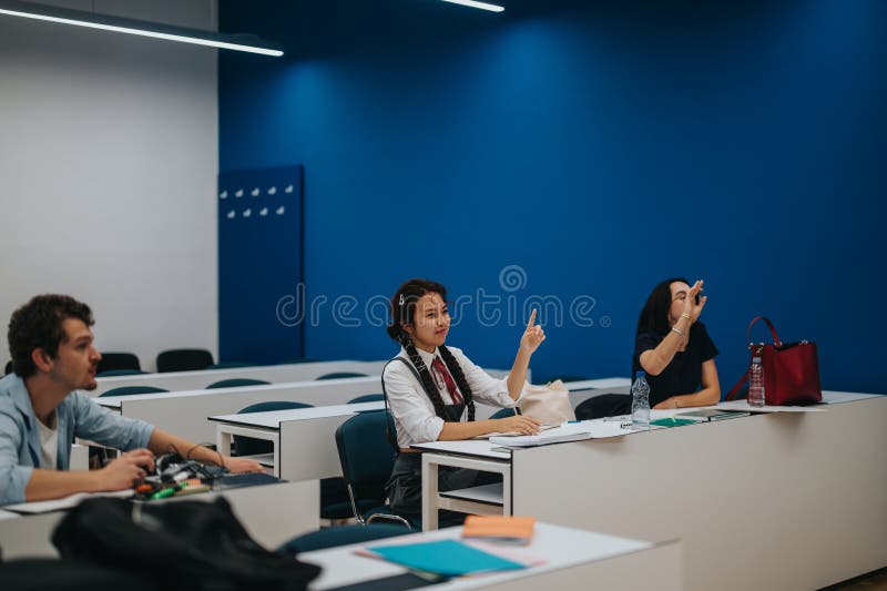 University Students in Classroom Participating in a Lecture Session ...
