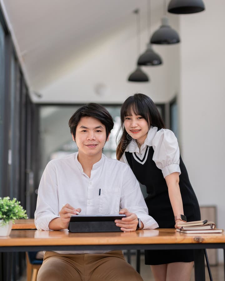 University Students Collaborating on Homework in Modern Study Space ...