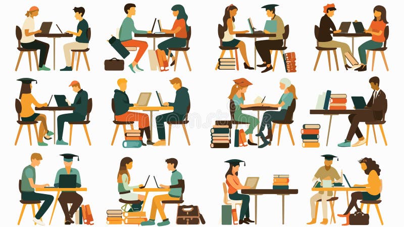 University Students Life: Learners Study and Grow Together Stock ...