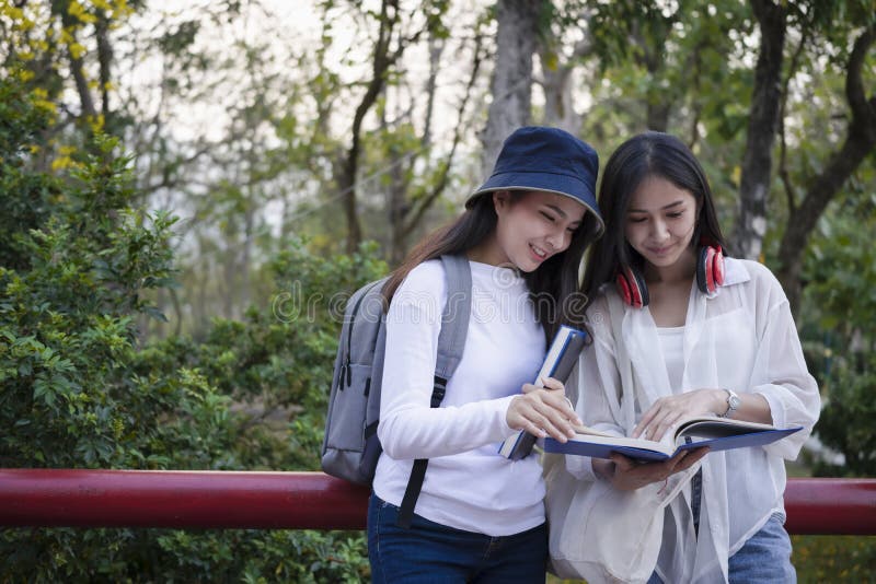 University Students Standing in Campus during Break. Stock Image ...