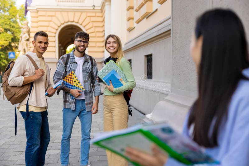 University Students Standing Outdoor after Classes. Stock Photo - Image ...