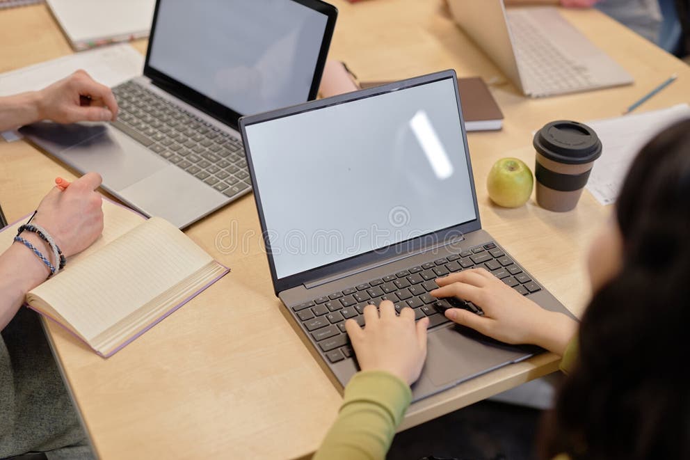 University Students Studying on Computers in Class Stock Image - Image ...