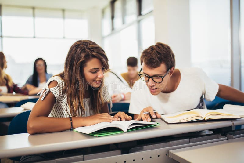 College Students Studying Together in Classroom Stock Image - Image of ...