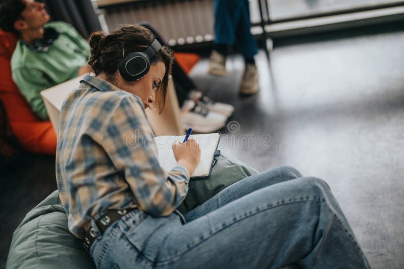 University Students Studying Together in a Relaxed Environment Stock ...