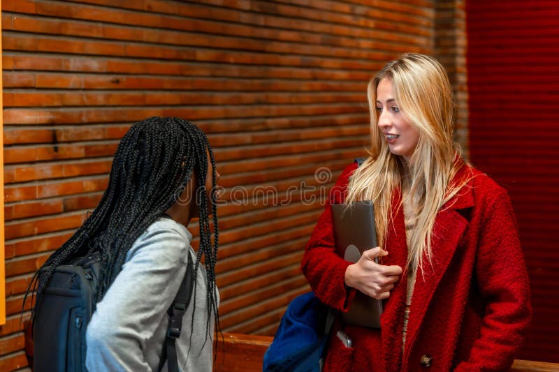 University Students Talking during Break Time in Corridor Stock Image ...