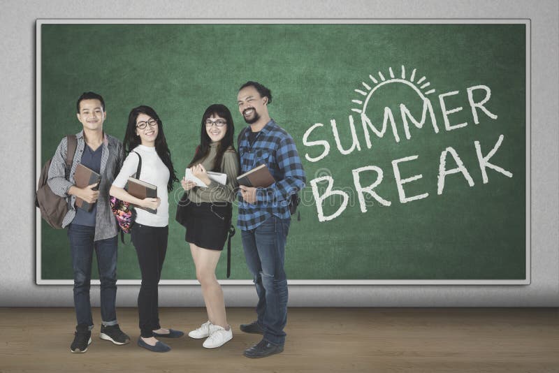 University Students with Text of Summer Break Stock Photo - Image of ...