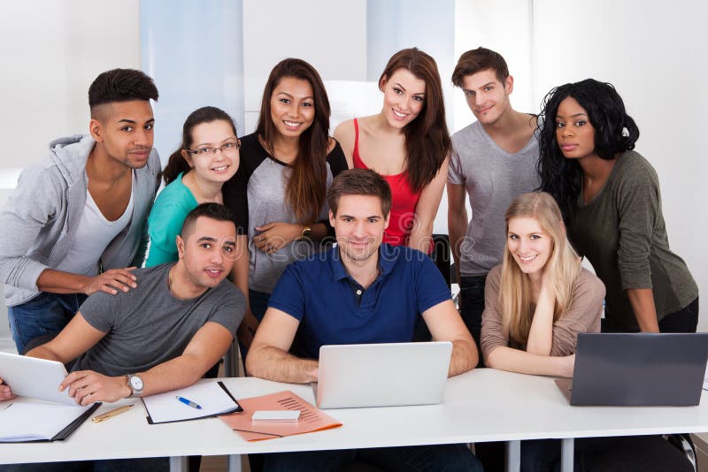 University Students Using Laptop Together Stock Image - Image of ...