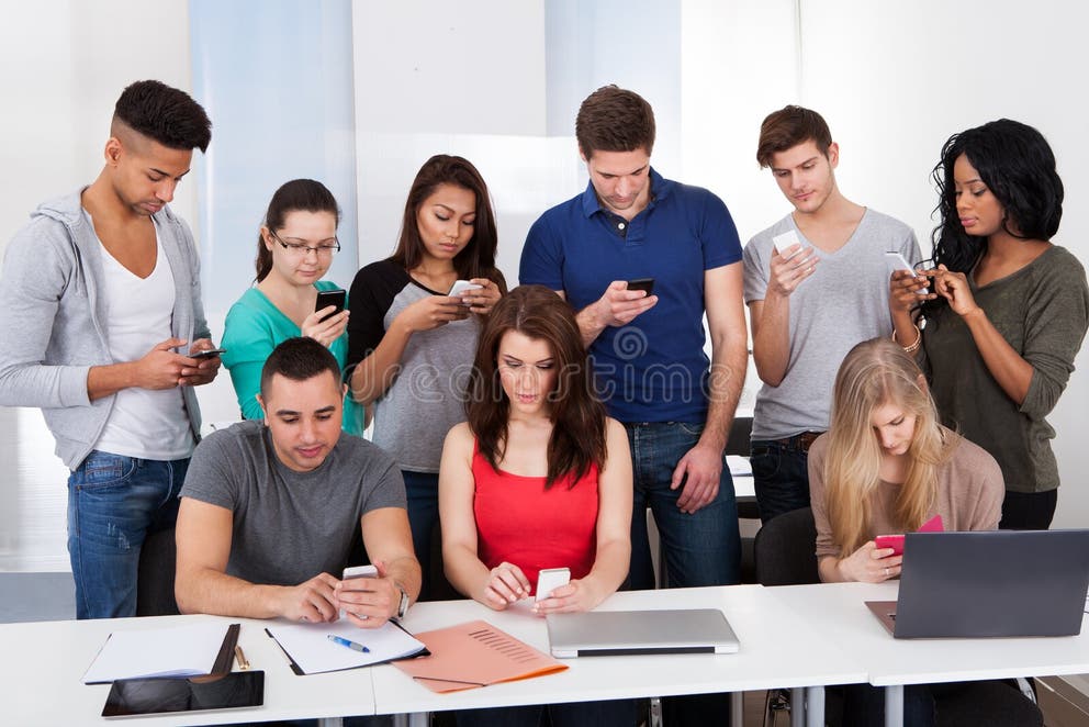 University Students Using Mobile Phones Stock Image - Image of ...