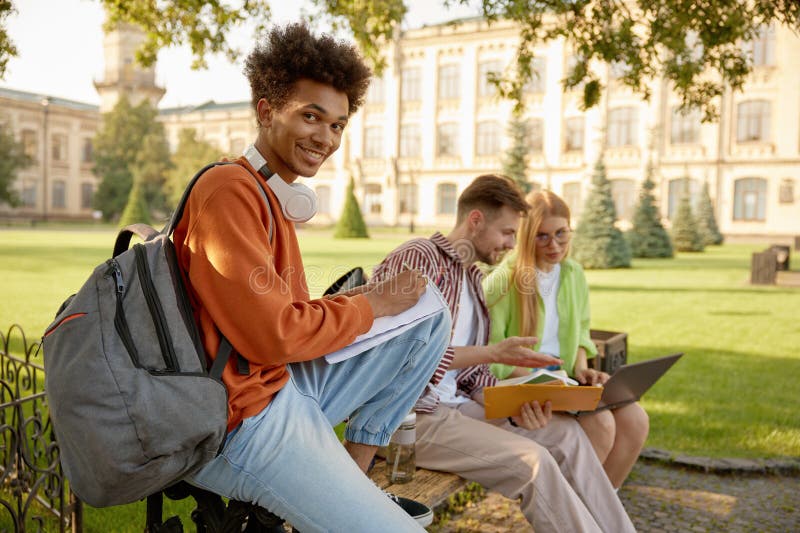 University Students Working on Homework or Creative Project at Campus ...