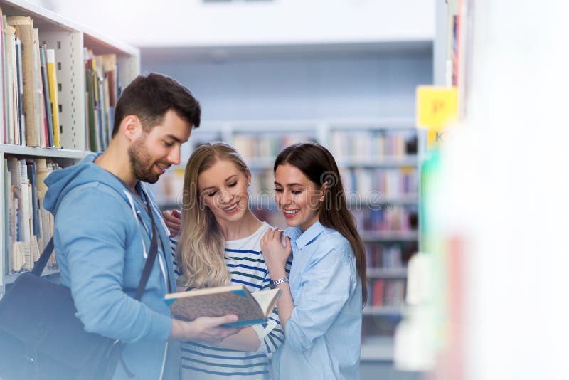 Students Working in the Library at Campus Stock Image - Image of ...