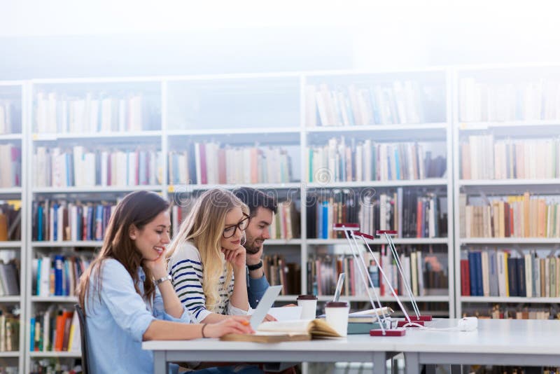 Students Working in the Library at Campus Stock Image - Image of campus ...