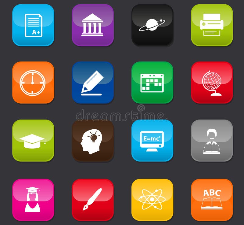 University icon set stock vector. Illustration of education - 208163225